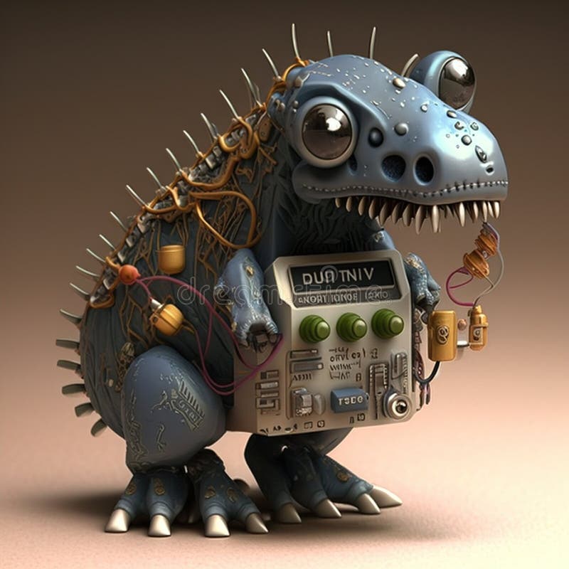 Cute Mini Electronic Engineer Dino 3d Stock Illustration - Illustration ...