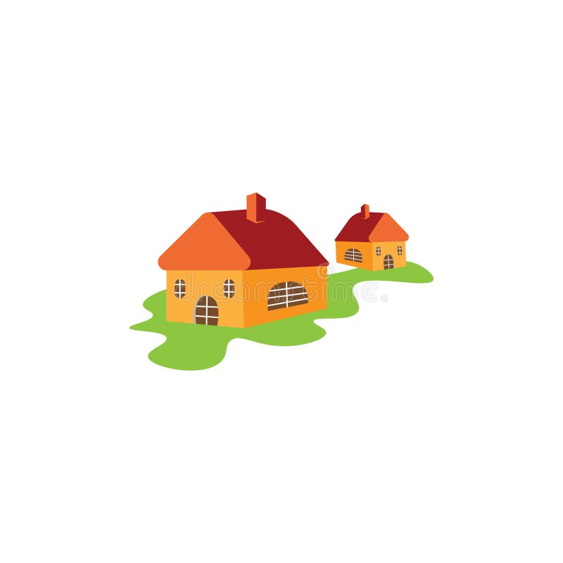 Cute Mini House Cartoon Logo Illustration with Color Design Vector ...