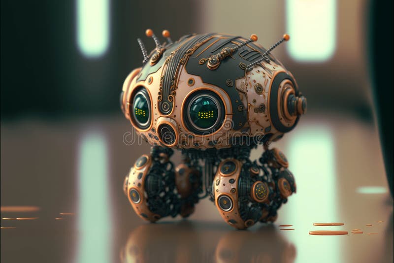 Cute Mini Robot, Generative AI Stock Illustration - Illustration of ...