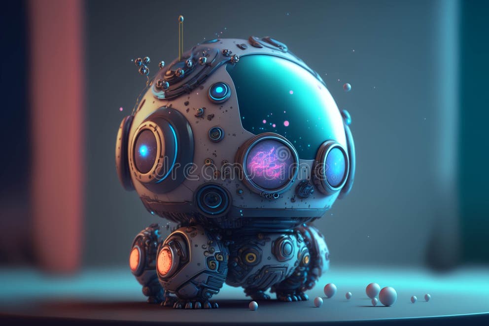 Cute Mini Robot, Generative AI Stock Illustration - Illustration of ...