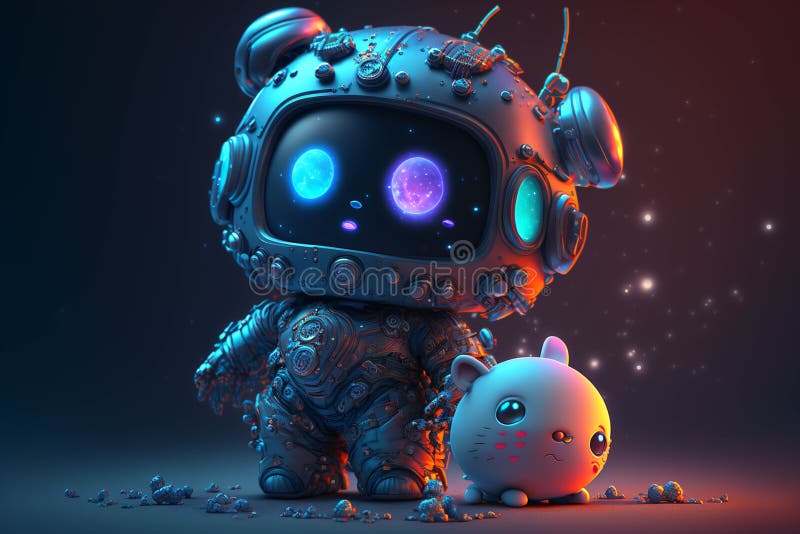 Cute Mini Robot, Generative AI Stock Illustration - Illustration of ...
