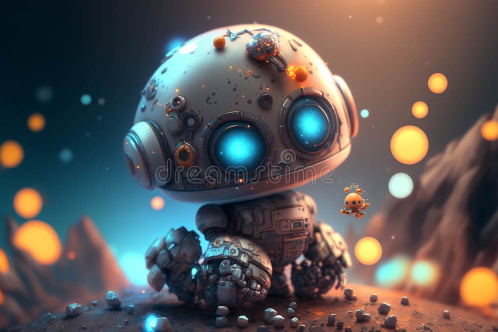 Cute Mini Robot, Generative AI Stock Illustration - Illustration of ...