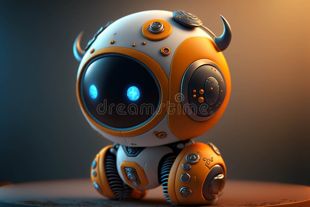 Cute Mini Robot, Generative AI Stock Illustration - Illustration of ...
