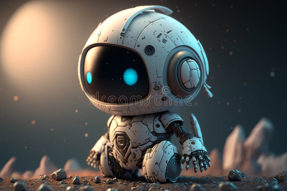 Cute Mini Robot, Generative AI Stock Illustration - Illustration of ...