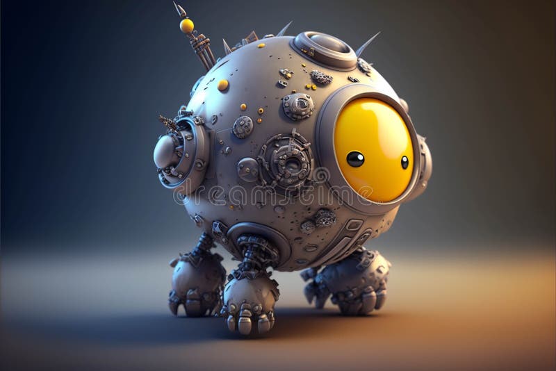 Cute Mini Robot, Generative AI Stock Illustration - Illustration of ...