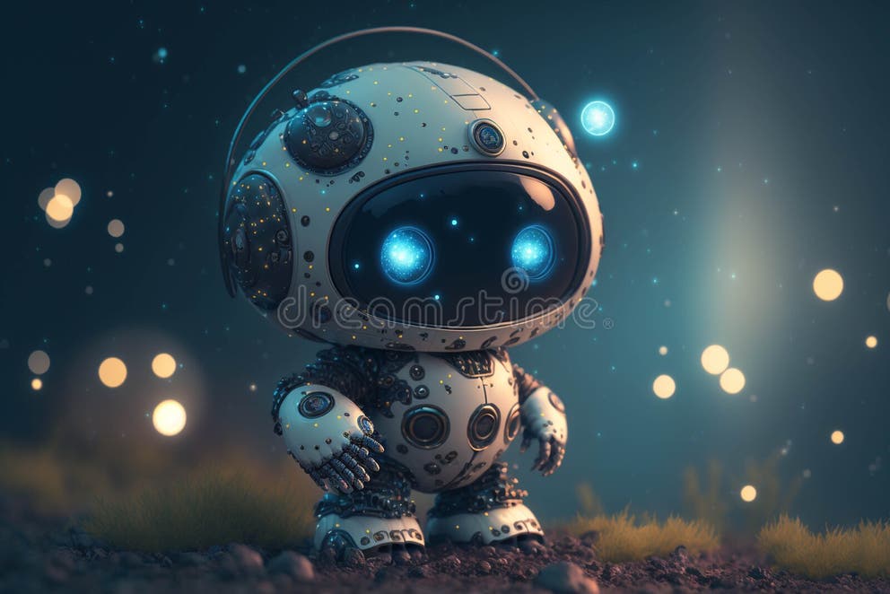 Cute Mini Robot, Generative AI Stock Illustration - Illustration of ...