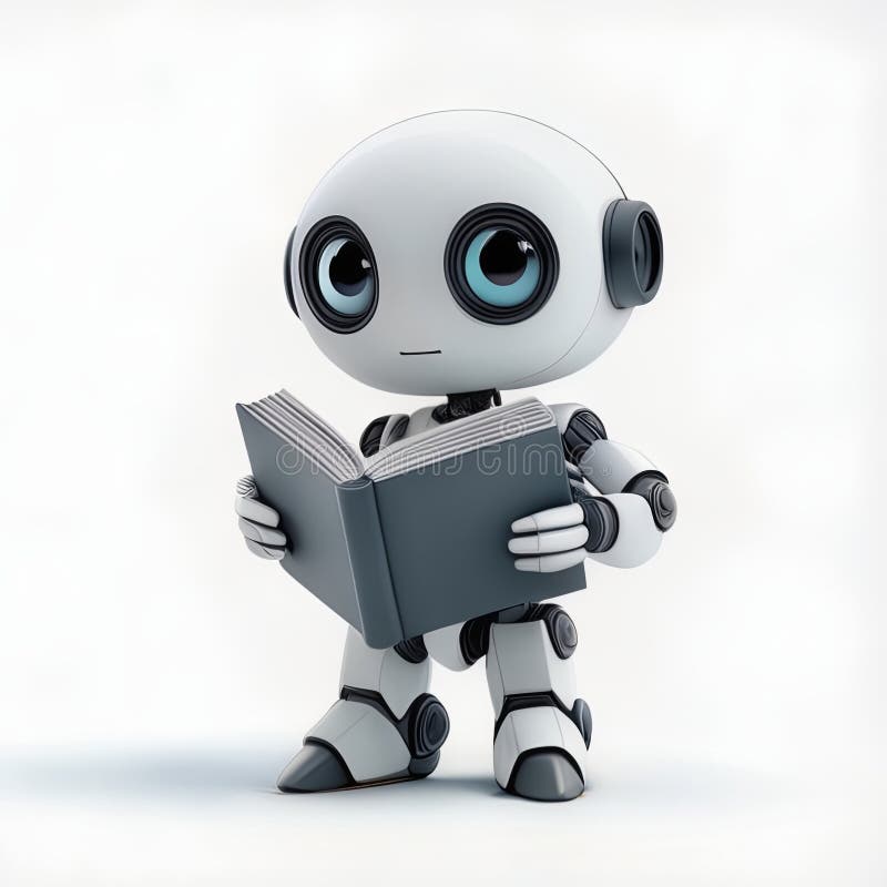 Robot Dreamer is Passionate about Reading Stock Illustration ...