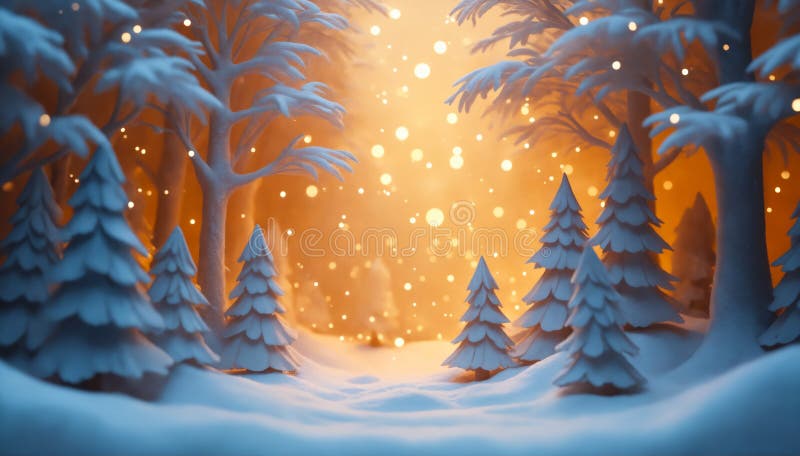 Cute Miniature Diorama of a Winter Forest Scene Stock Illustration ...