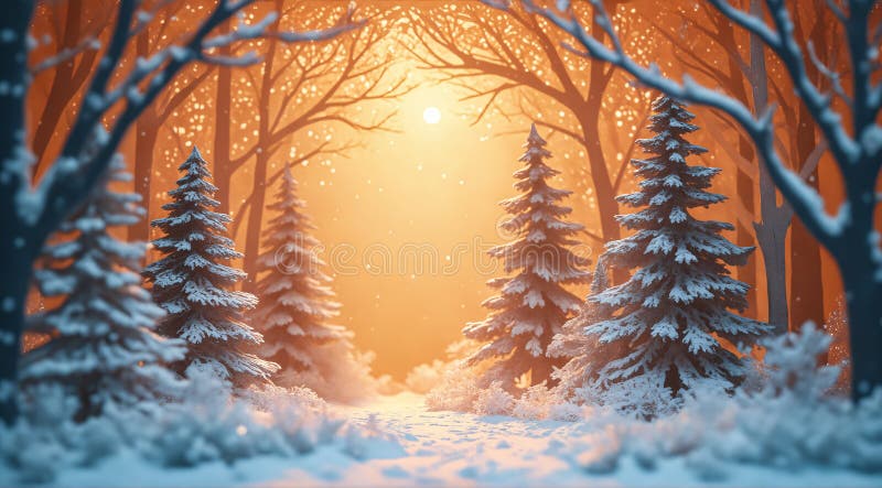 Cute Miniature Diorama of a Winter Forest Scene Stock Illustration ...