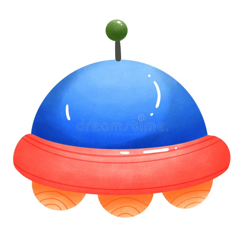 Cute Minimal and Colorful Alien UFO Flying Stock Image - Illustration ...