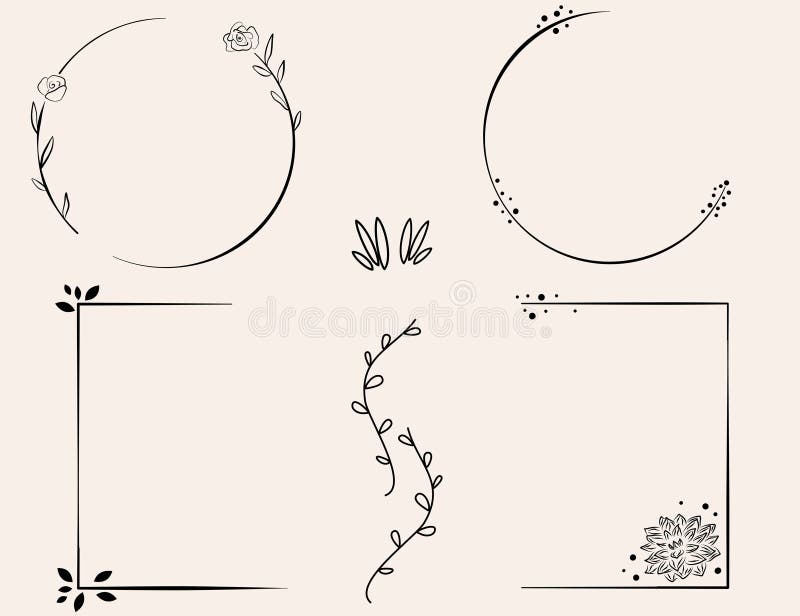 Cute Minimal Frame Set Collection Vector Illustration Stock Vector ...