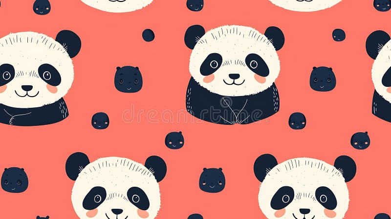Cute Minimal Pastel Panda Pattern Background Stock Illustration ...