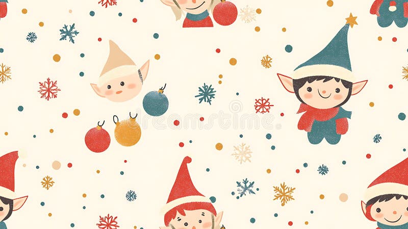 Cute Minimal Pastel Pattern with Cheerful Characters Stock Illustration ...