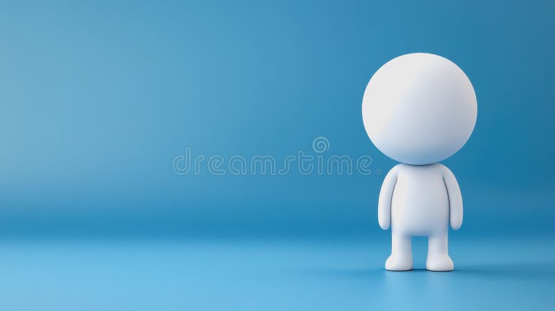 Cute Minimalist Character Standing Alone on a Soft Blue Background ...