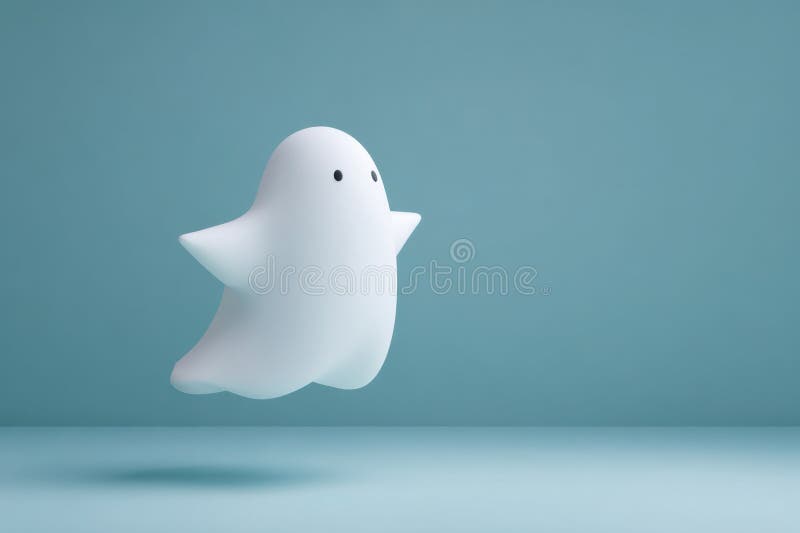 Cute Minimalist Ghost on Pastel Background - Modern Halloween Concept ...