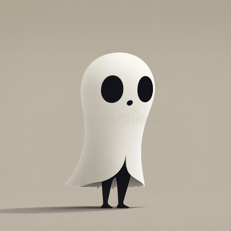Cute Minimalist Ghosts on a Clean Background Stock Illustration ...