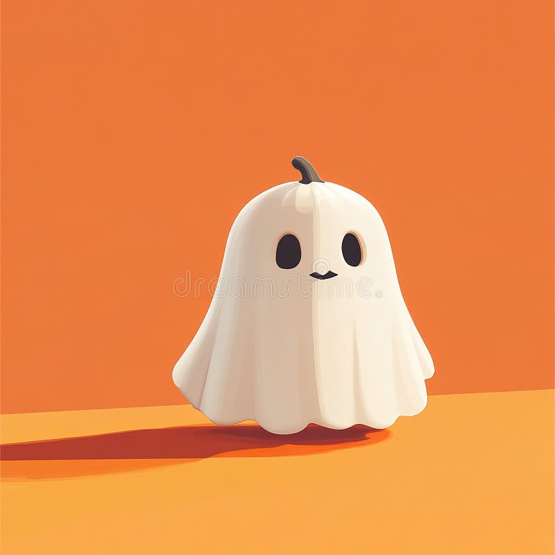 Cute Minimalist Ghosts on a Clean Background Stock Illustration ...