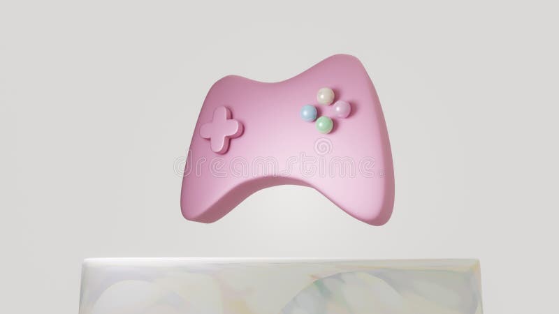 Cute Minimalistic Pink Game Joystick on Marble Stand, Computer Gaming ...