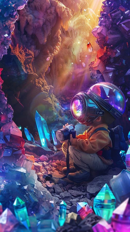 A Cute Minor with a Camera in Place of the Head Digging the Ground with ...