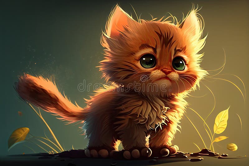 Cute Mischievous Orange Kitten - AI Generated Stock Illustration ...