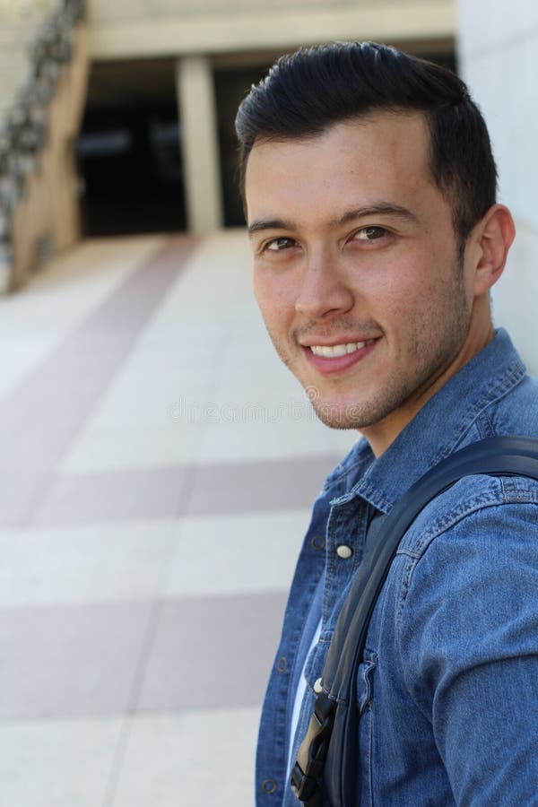 Cute Mixed Race Person Male Smiling Stock Photo - Image of millennial ...