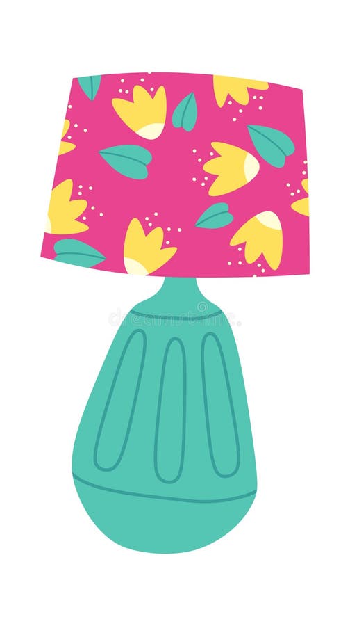 Cute Modern Table Lamp Flat Icon Interior Stock Vector - Illustration ...