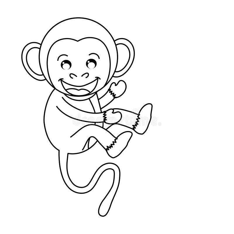 Cute mokey cartoon stock illustration. Illustration of smiling - 84135269