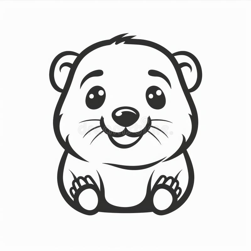 Cute Mole Vector Logo Design Featuring a Simple Outline Style Stock ...