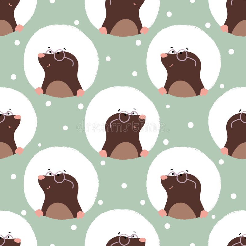 Cute Moles Seamless Pattern. Polka Dot Vector Illustration Stock Vector ...