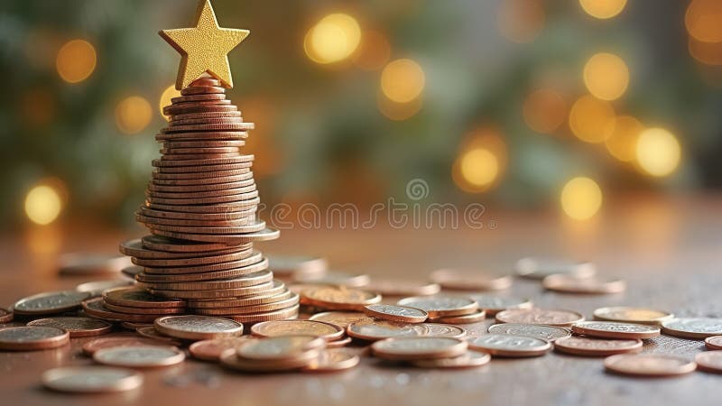 Cute Money Christmas Tree with Copy Space Stock Illustration ...
