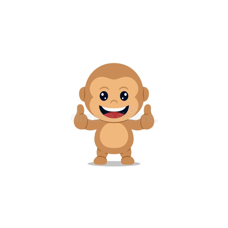 Cute Monkey Giving Thumb Up Cartoon Stock Vector - Illustration of ...