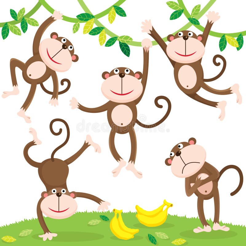 Cute monkey with banana stock vector. Illustration of clipart - 56924685