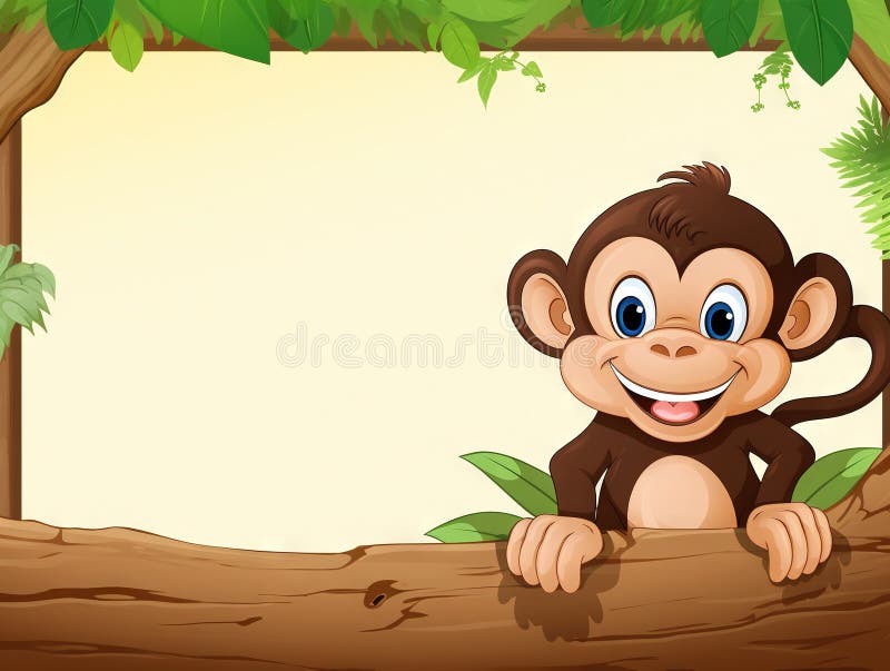 Cute Monkey Cartoon with Blank Sign Made with Generative AI ...