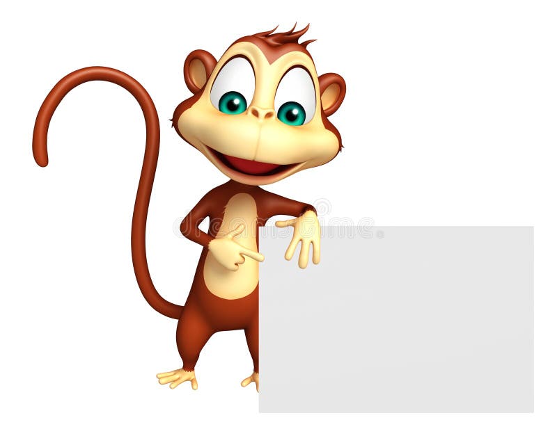 Cute Monkey Cartoon Character with Board Stock Illustration ...