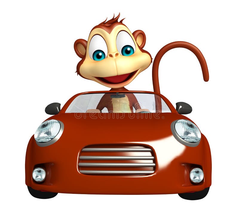 Monkey in car stock vector. Illustration of artwork, road - 17322091