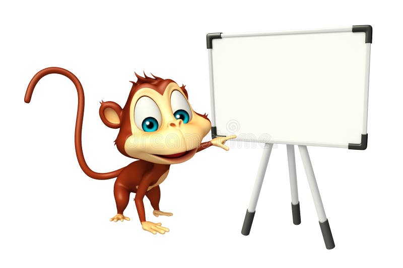 Cute Monkey Cartoon Character with Display Board Stock Illustration ...