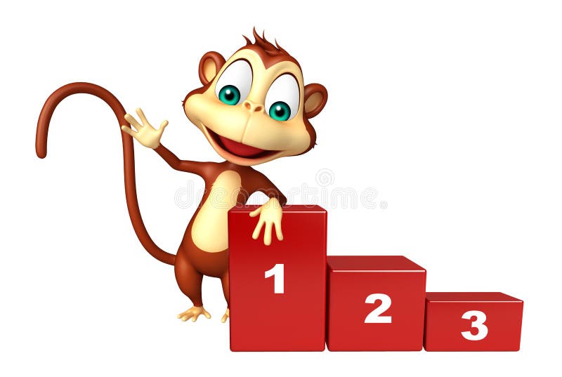 Cute Monkey Cartoon Character with Level Stock Illustration ...