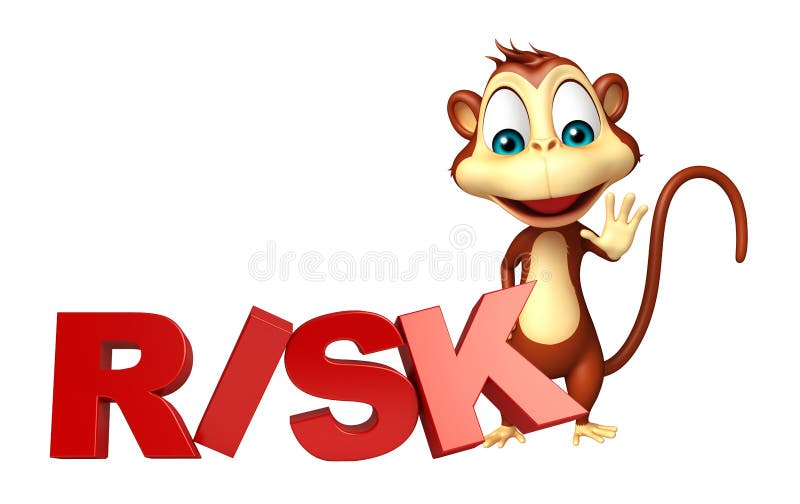 Cute Monkey Cartoon Character with Risk Sign Stock Illustration ...