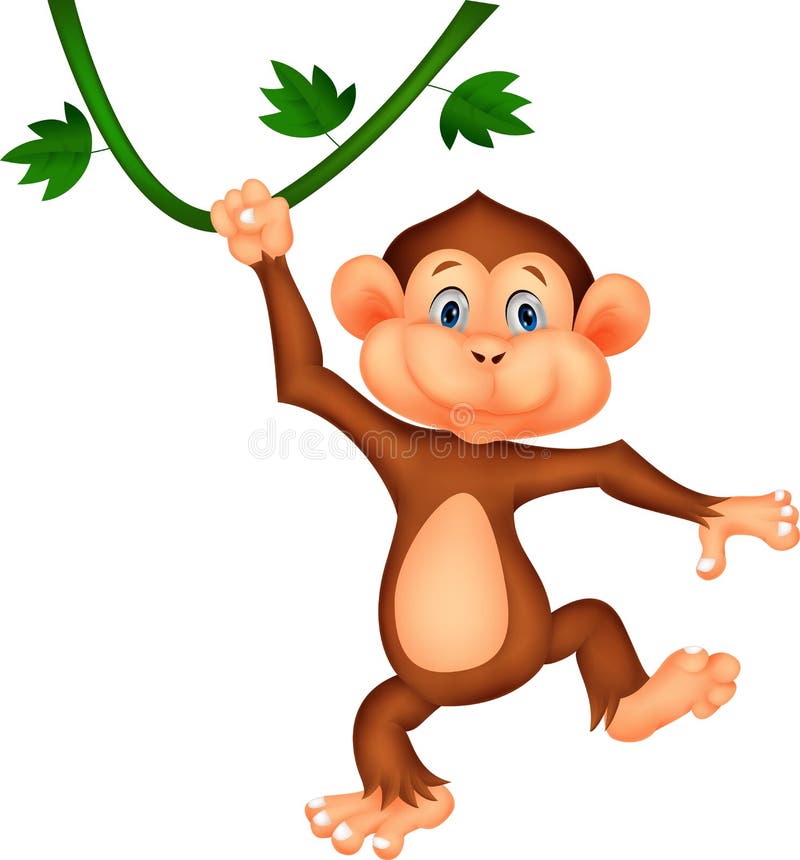 Cute Monkey Cartoon Hanging Stock Vector - Illustration of chimpanzee ...