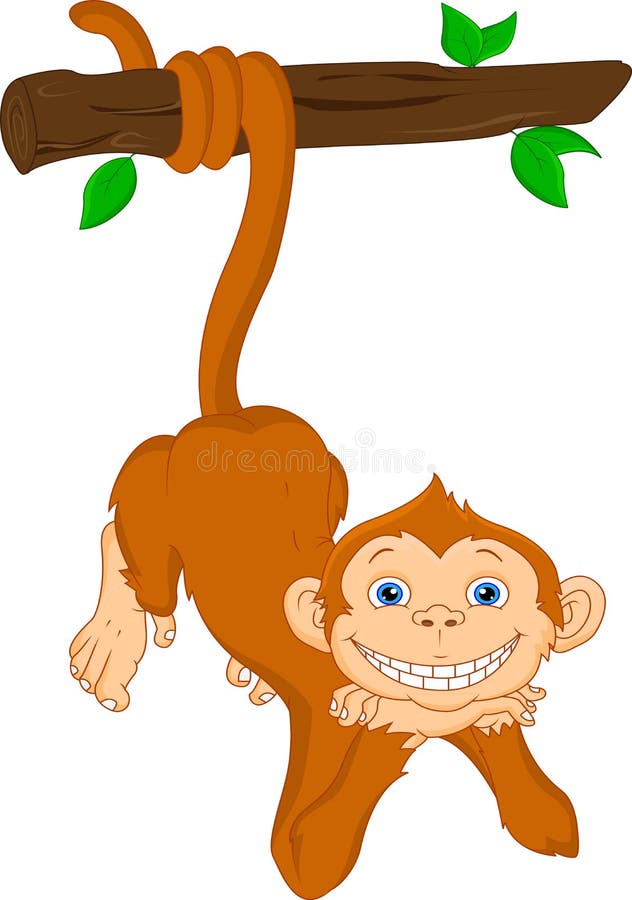 Cute Monkey Cartoon Hanging Stock Vector - Illustration of adorable ...