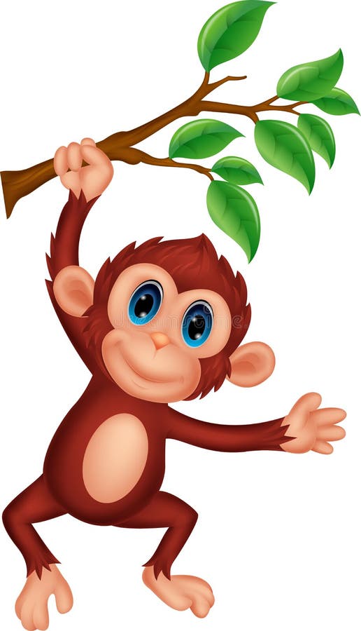 Cute Monkey Cartoon Hanging Stock Vector - Illustration of adorable ...
