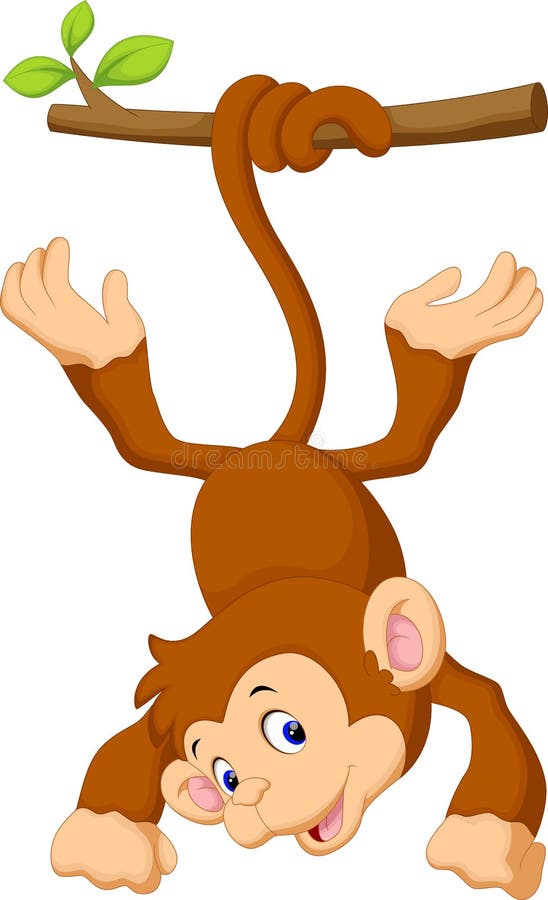 Cute Monkey Cartoon Hanging Stock Vector - Illustration of mascot ...