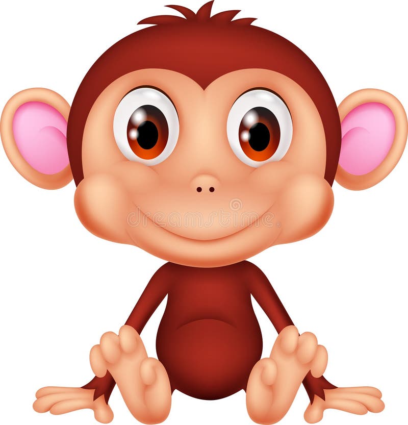 Cute Monkey Cartoon Eating Banana Stock Vector - Illustration of chimp ...