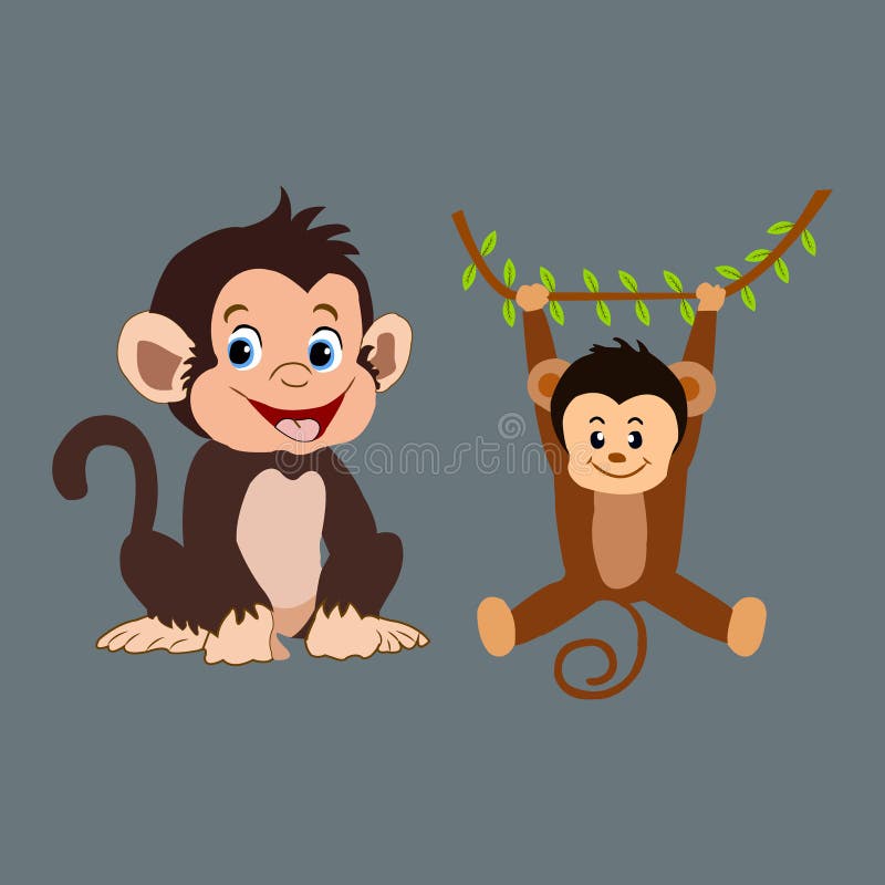 Cute Monkey Cartoon Vector Art Stock Vector - Illustration of excited ...