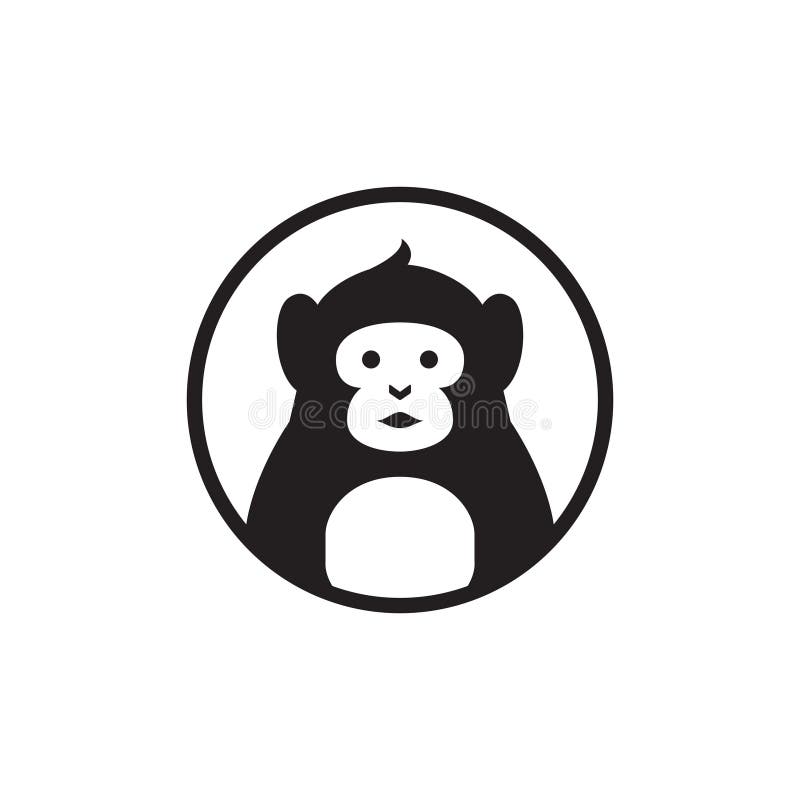 Cute Monkey in Circle Cartoon Flat Logo Design Vector Stock Vector - Illustration of vector ...