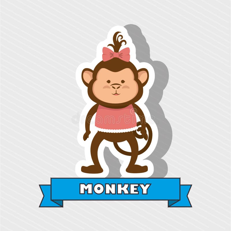 Cute monkey design stock illustration. Illustration of sticker - 72430105