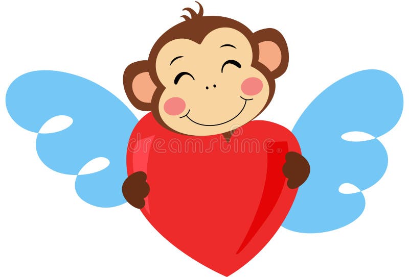 Monkey on heart shaped stock vector. Illustration of isolated - 49433460