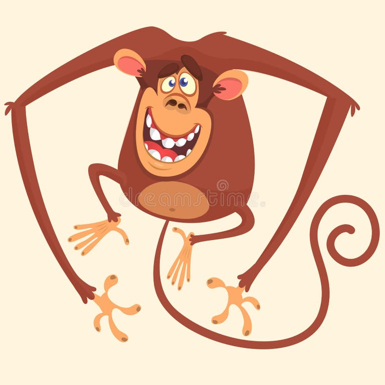 Cute Monkey Jumping Cartoon. Vector Drawing Icon of Cute Monkey ...