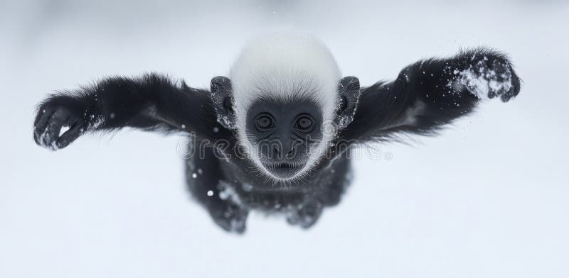 A Cute Monkey is Jumping with Excitement in a Playful Atmosphere Set ...