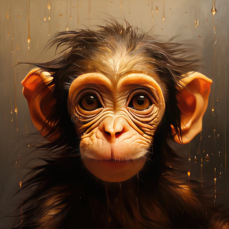 A Cute Monkey Lives in a Natural Forest Generative AI Technology Stock ...